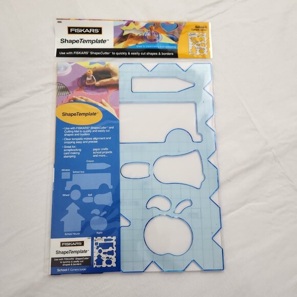Other | Fiskars Shape Template Plastic Blue School 1 Corners Border ...
